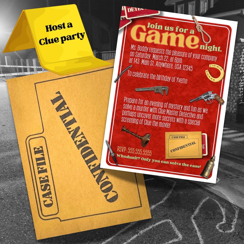 Murder Mystery Game Night Invitation | Clue-inspired Birthday or Dinner ...