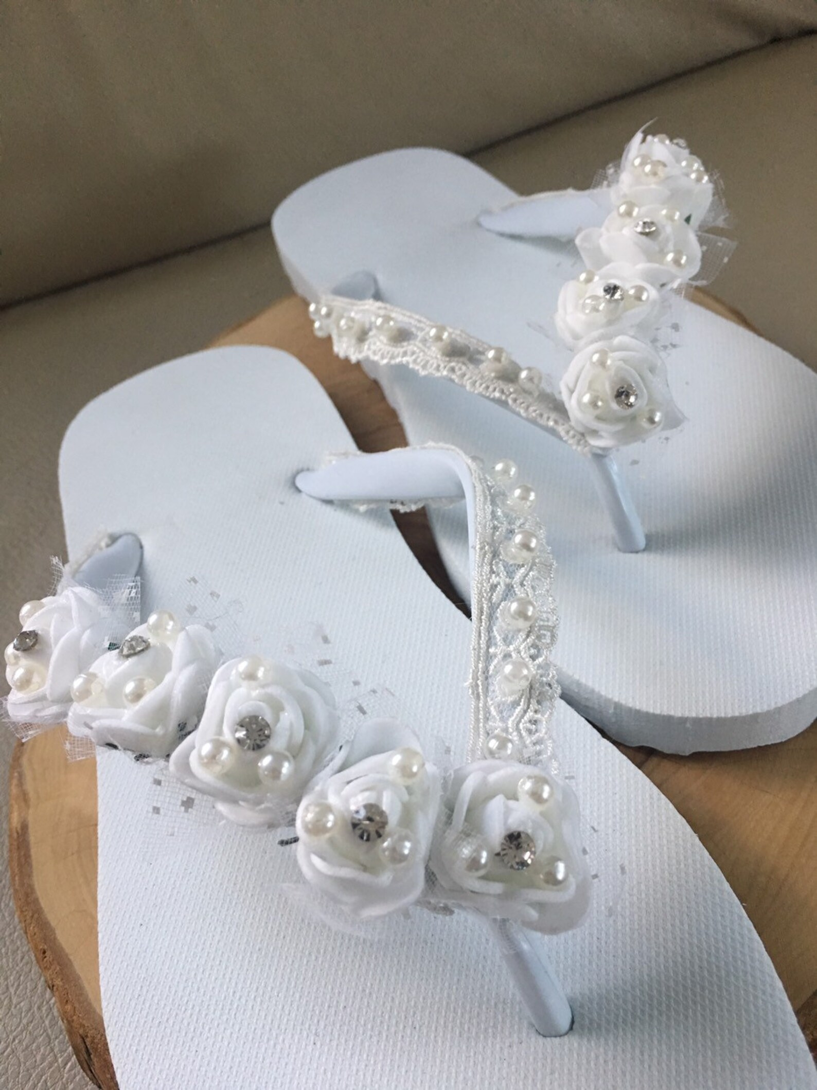 Lace and Flowers Flip Flops ...bridal Ivory Flip Flops. | Etsy