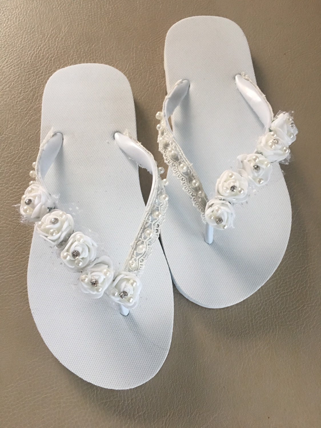 Lace and Flowers Flip Flops ...bridal Ivory Flip Flops. | Etsy