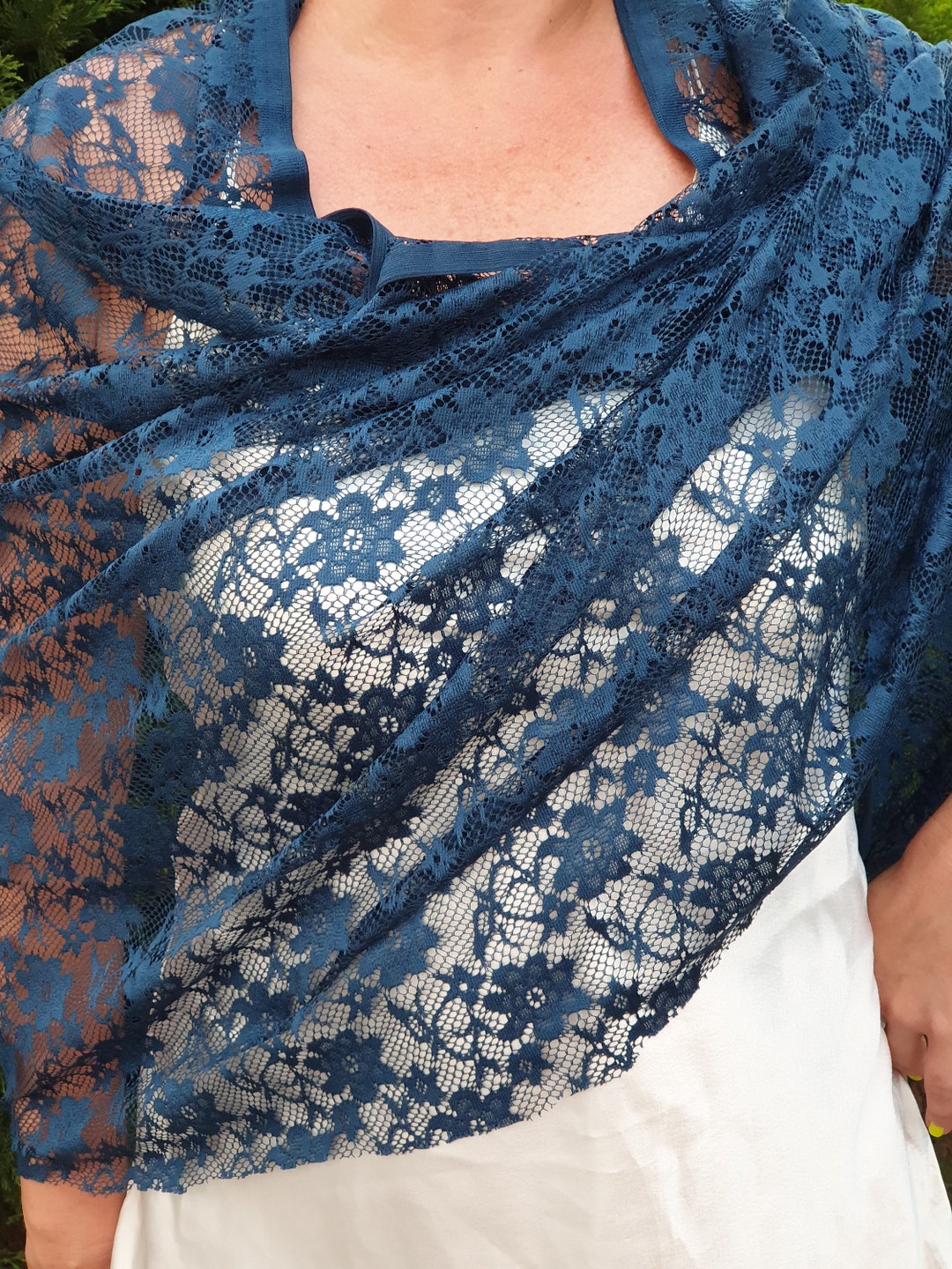 Royal Blue Tulle Lace Wedding Shawl. Bridesmaid Shawls.bridesmaids Lace ...