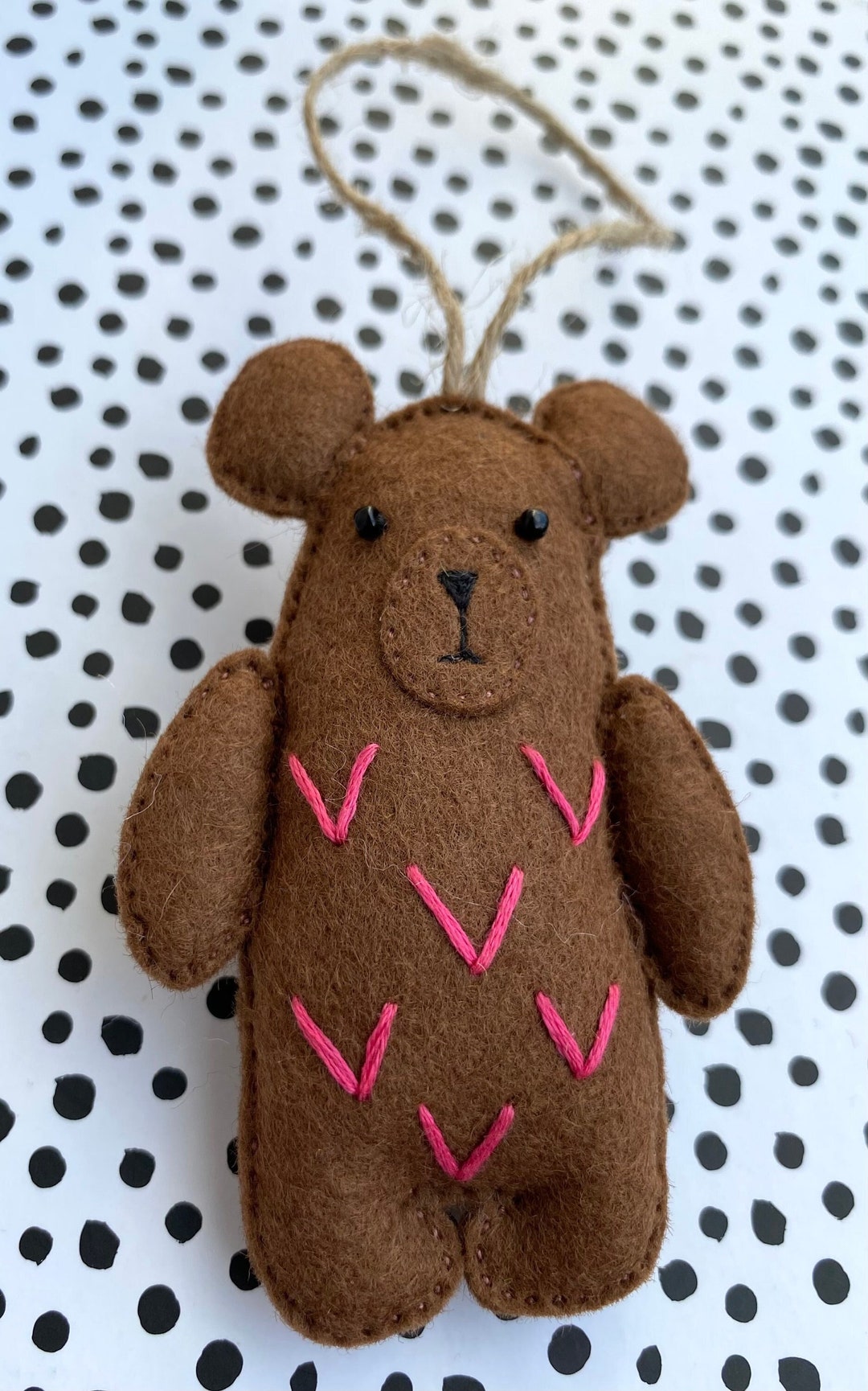 Hanging Brown Bear Felt Decoration Christmas Tree Decorations Festive ...