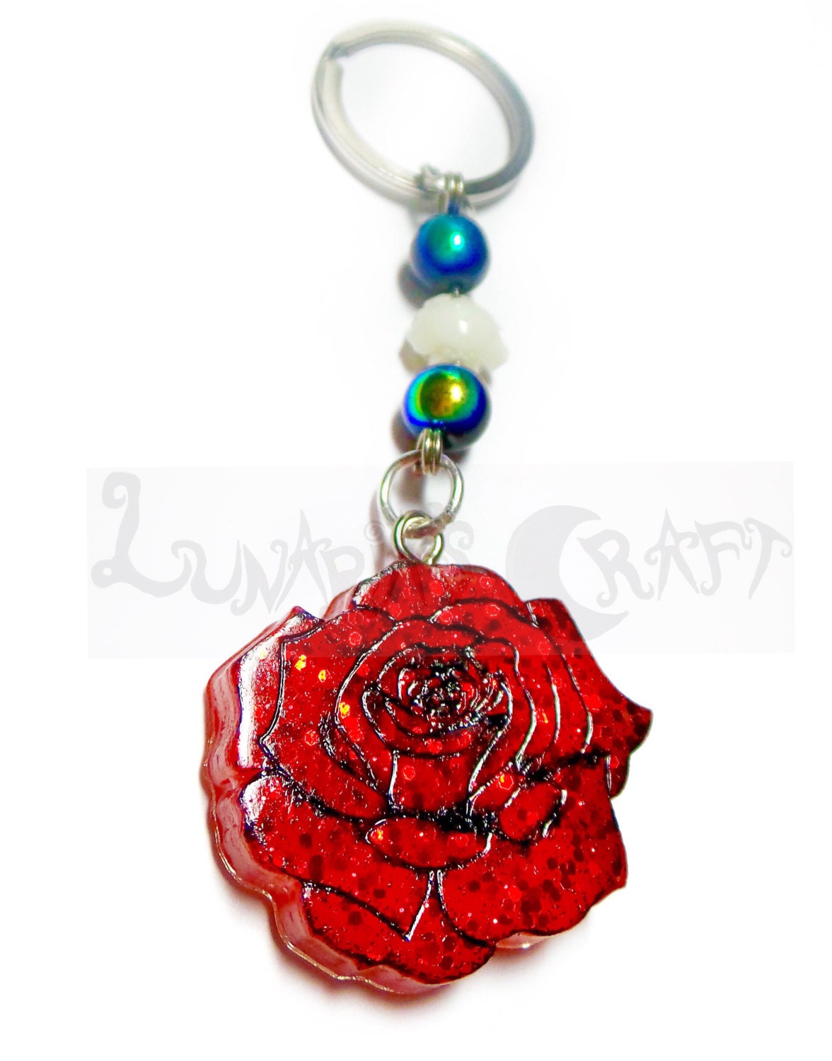 Small Red Rose Keychain Resin Charms Resin Jewelry Resin