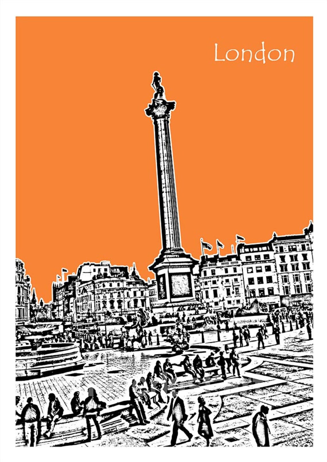 London Art Print Skyline Poster A4 Size Nelsons Column Trafalgar Square ...