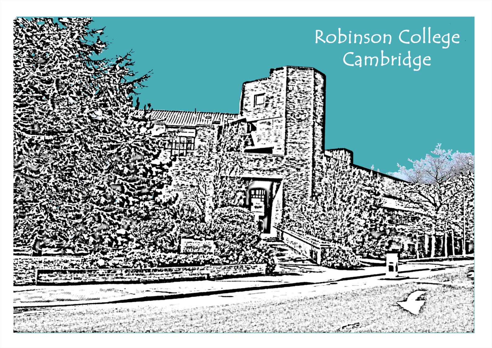 Robinson College Cambridge Entrance Art Print Poster Landscape A4 Size ...