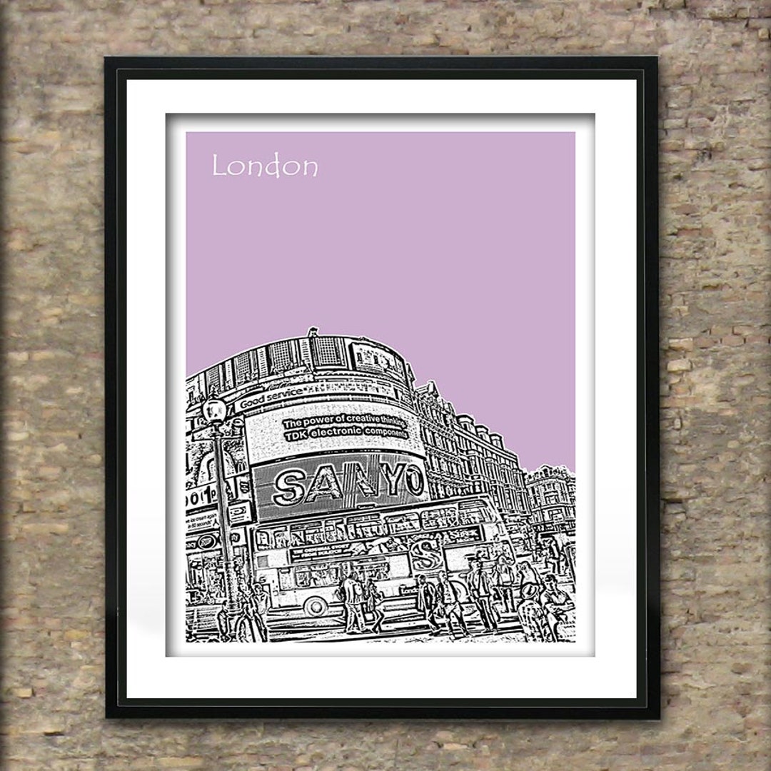 London Art Print Skyline Poster A4 Size Picadilly Circus England - Etsy