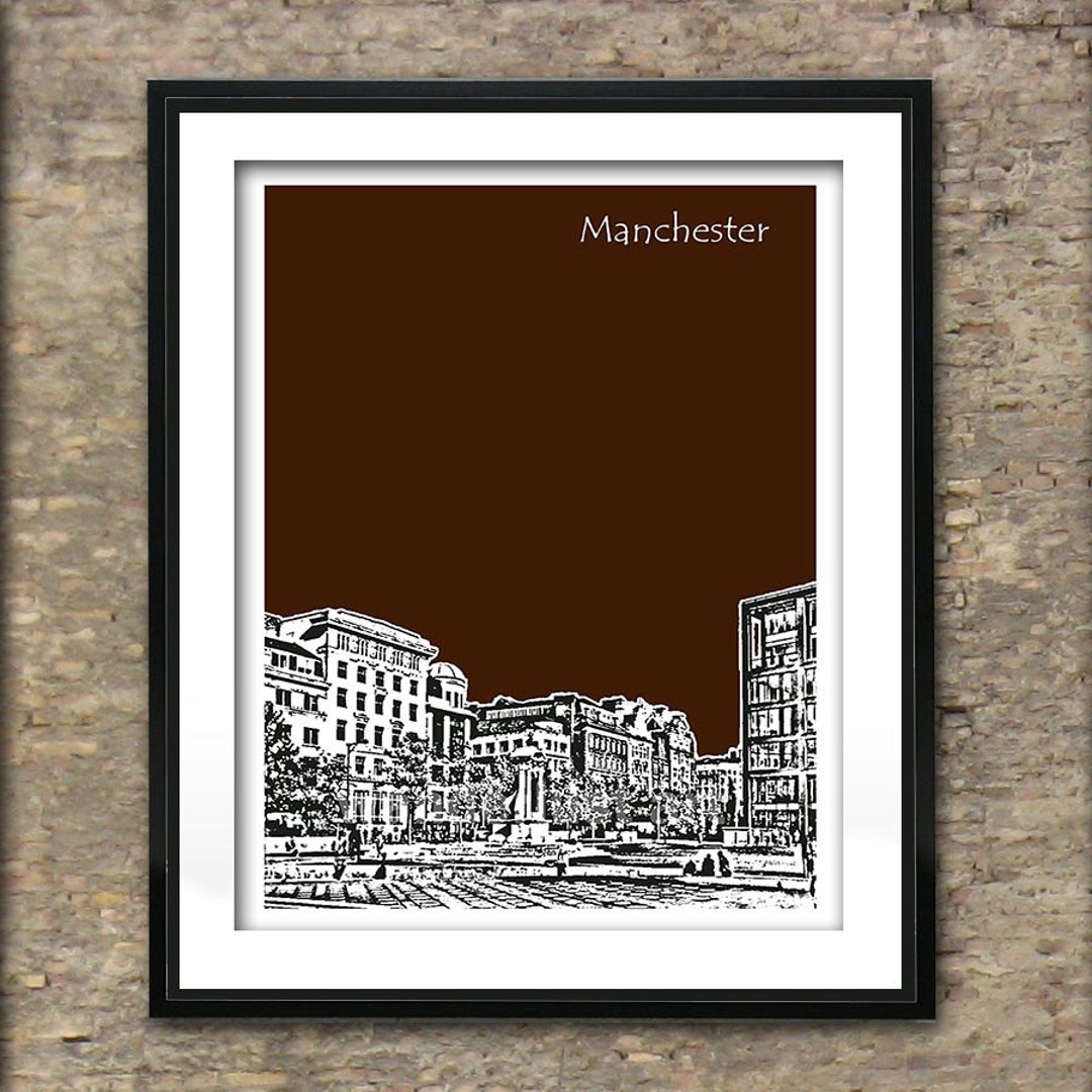 Manchester Art Print Poster A4 Size Piccadilly Gardens England - Etsy