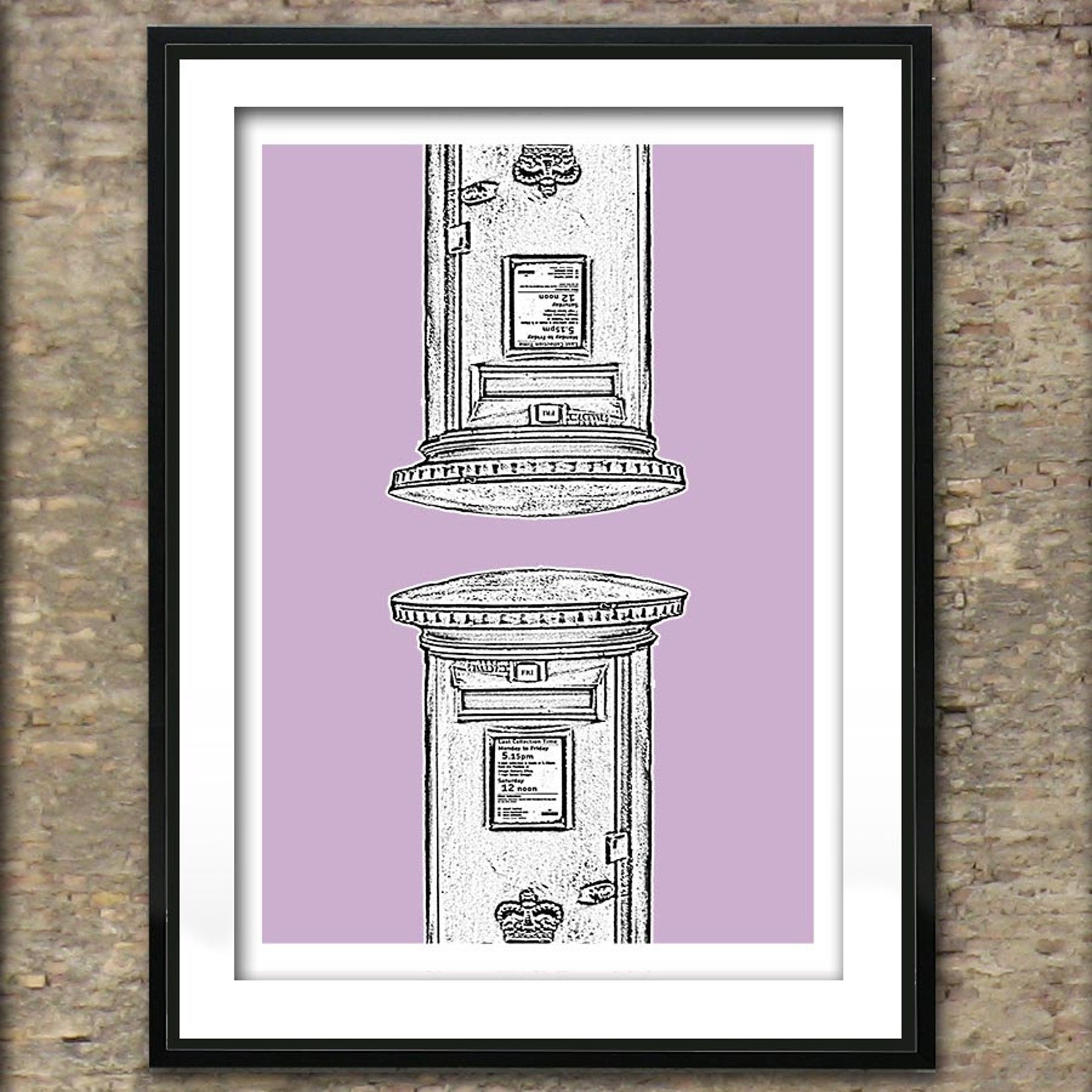 British Post Box Art Print Poster A4 Size Old Style Post Box England ...