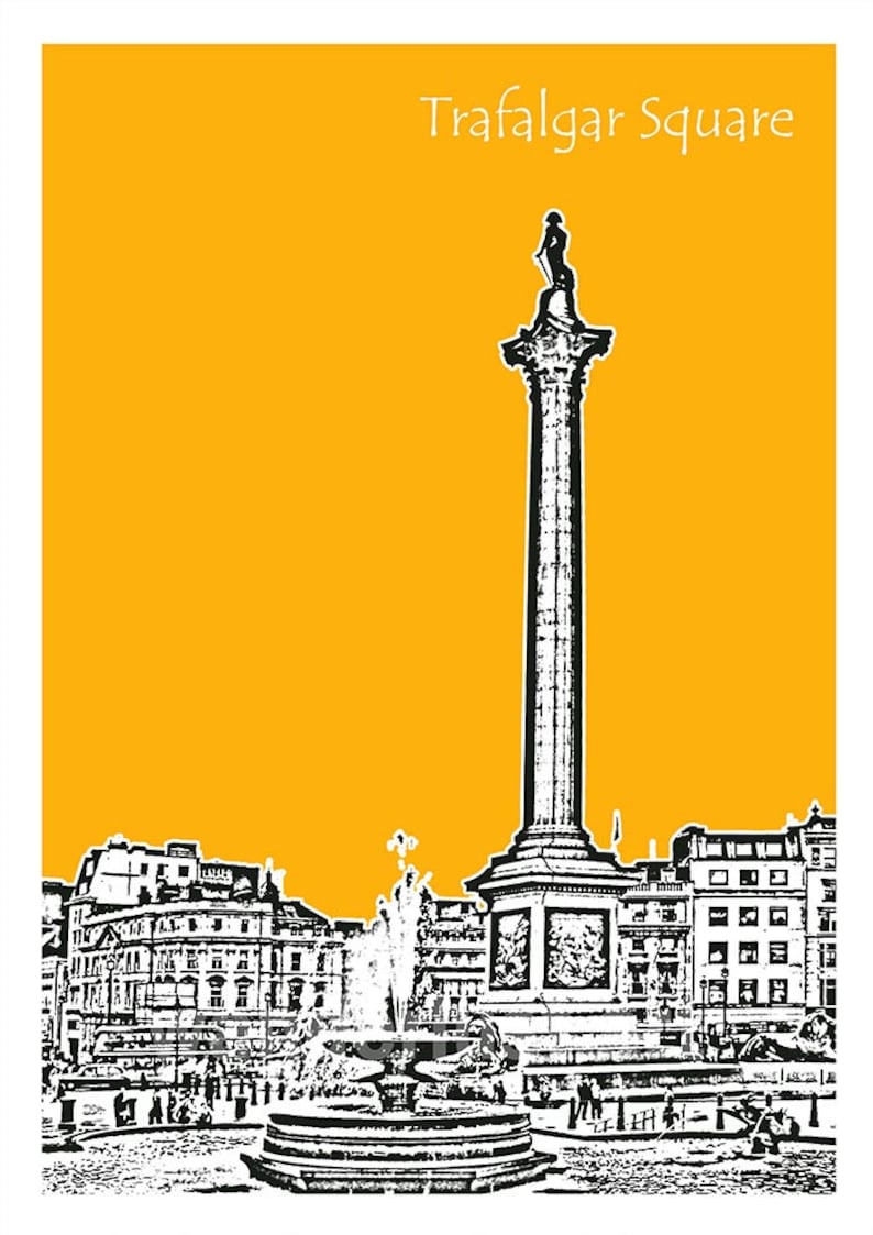 London Trafalgar Square Art Print Poster A4 Size Nelsons Column England ...
