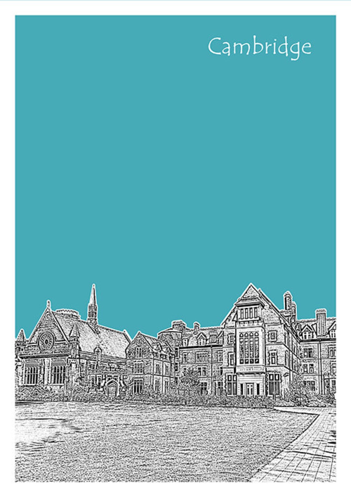 Cambridge Art Print Poster A4 Size Cambridge University Homerton ...