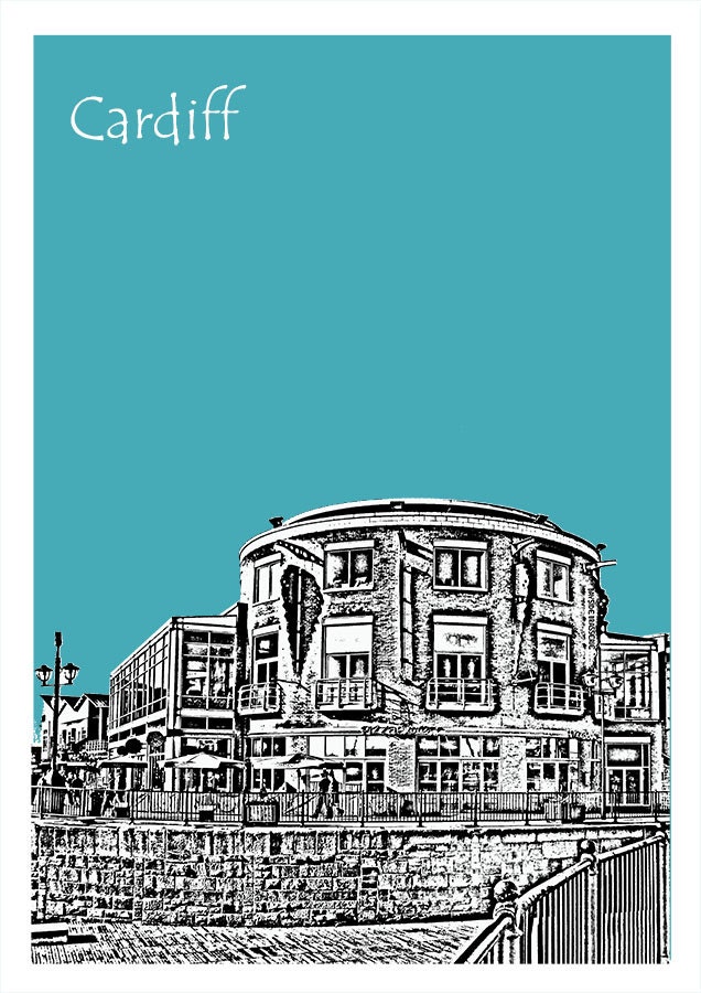 Cardiff Art Print Poster A4 Size Mermaid Quay England UK - Etsy
