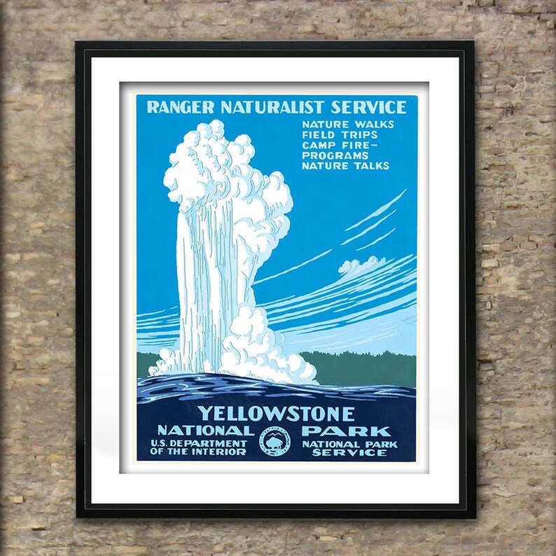 Vintage Yellowstone National Park Travel Poster Art Print Different ...