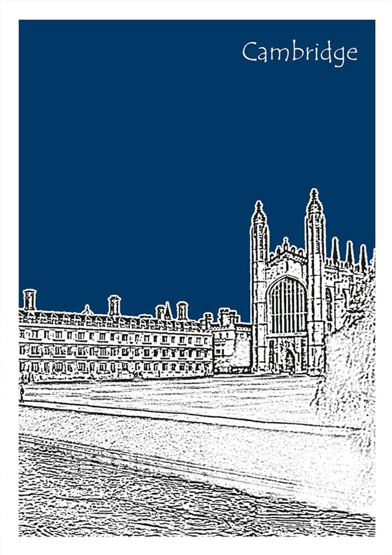 Cambridge Art Print Poster A4 Size Cambridge University Kings Chapel ...