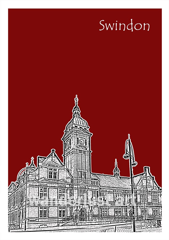 Swindon Skyline Art Print Skyline Poster A4 Size Wiltshire England - Etsy