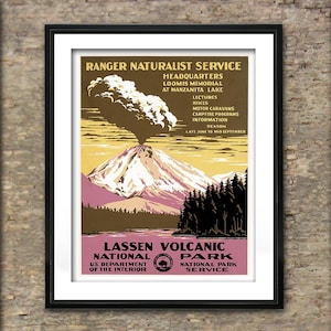 Vintage Lassen Volcanic National Park Travel Poster Art Print Different ...