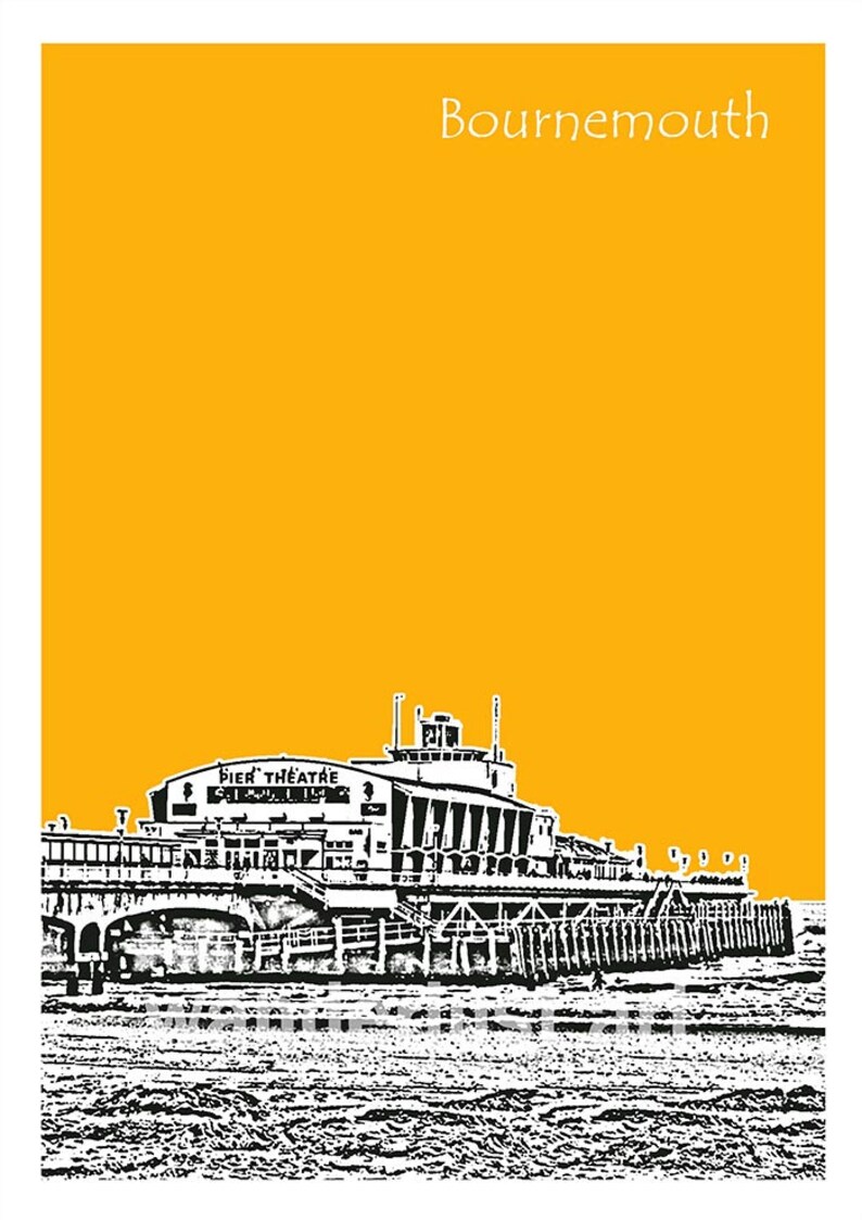 Bournemouth Art Print Poster A4 Size Bournemouth Pier Seaside England ...