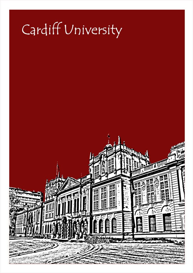 Cardiff Art Print Poster A4 Size Cardiff University England UK - Etsy