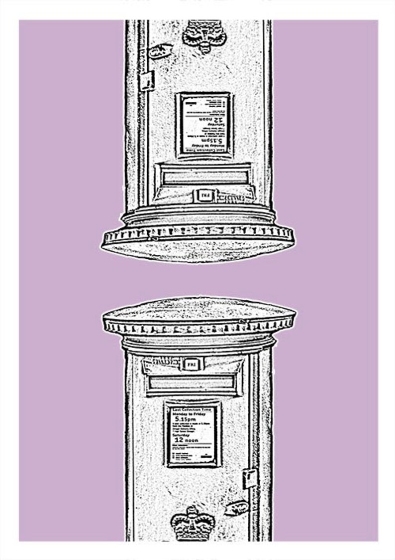 British Post Box Art Print Poster A4 Size Old Style Post Box England ...