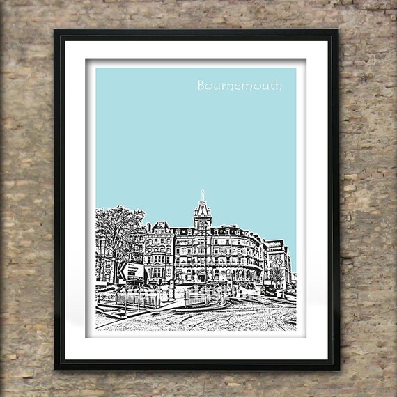 Bournemouth Art Print Poster A4 Size Bournemouth Town Hall | Etsy