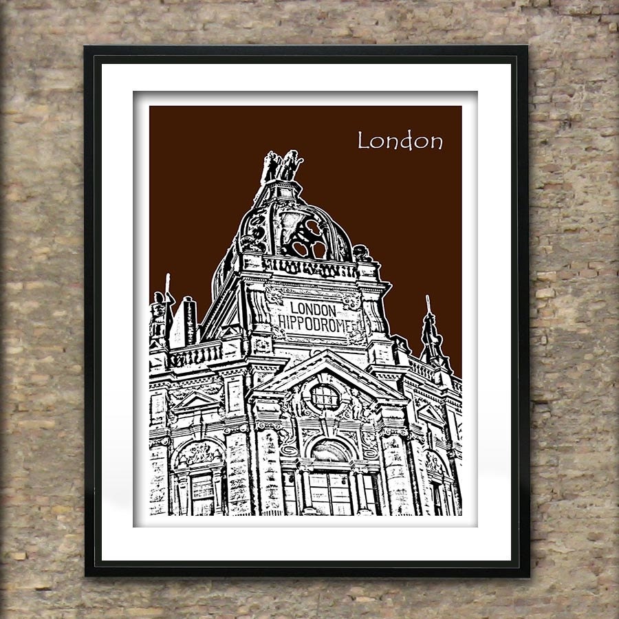 London Art Print Skyline Poster A4 Size Hippodrome Theatre England - Etsy