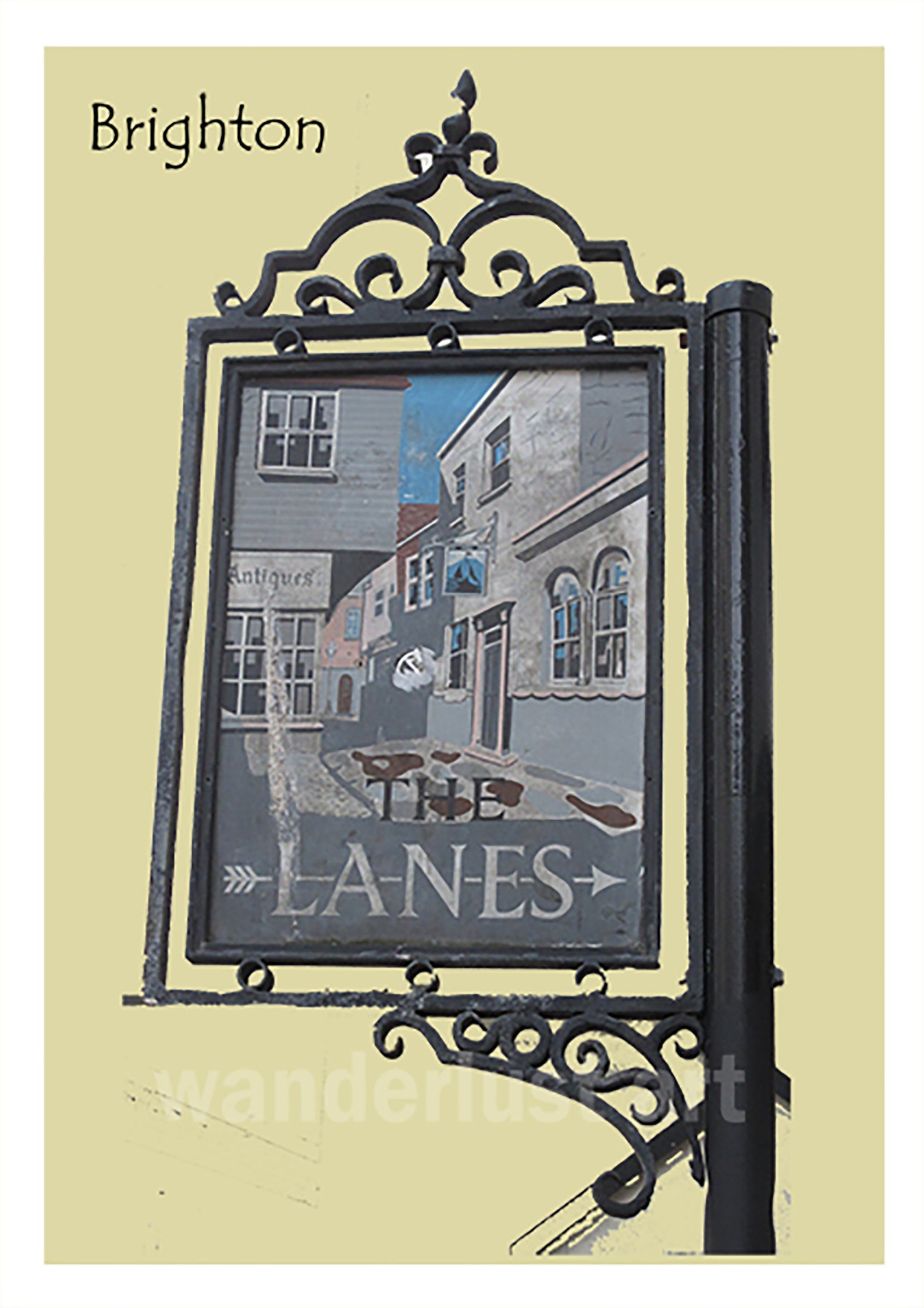 The Historic Lanes Signpost Brighton England Coloured - Etsy