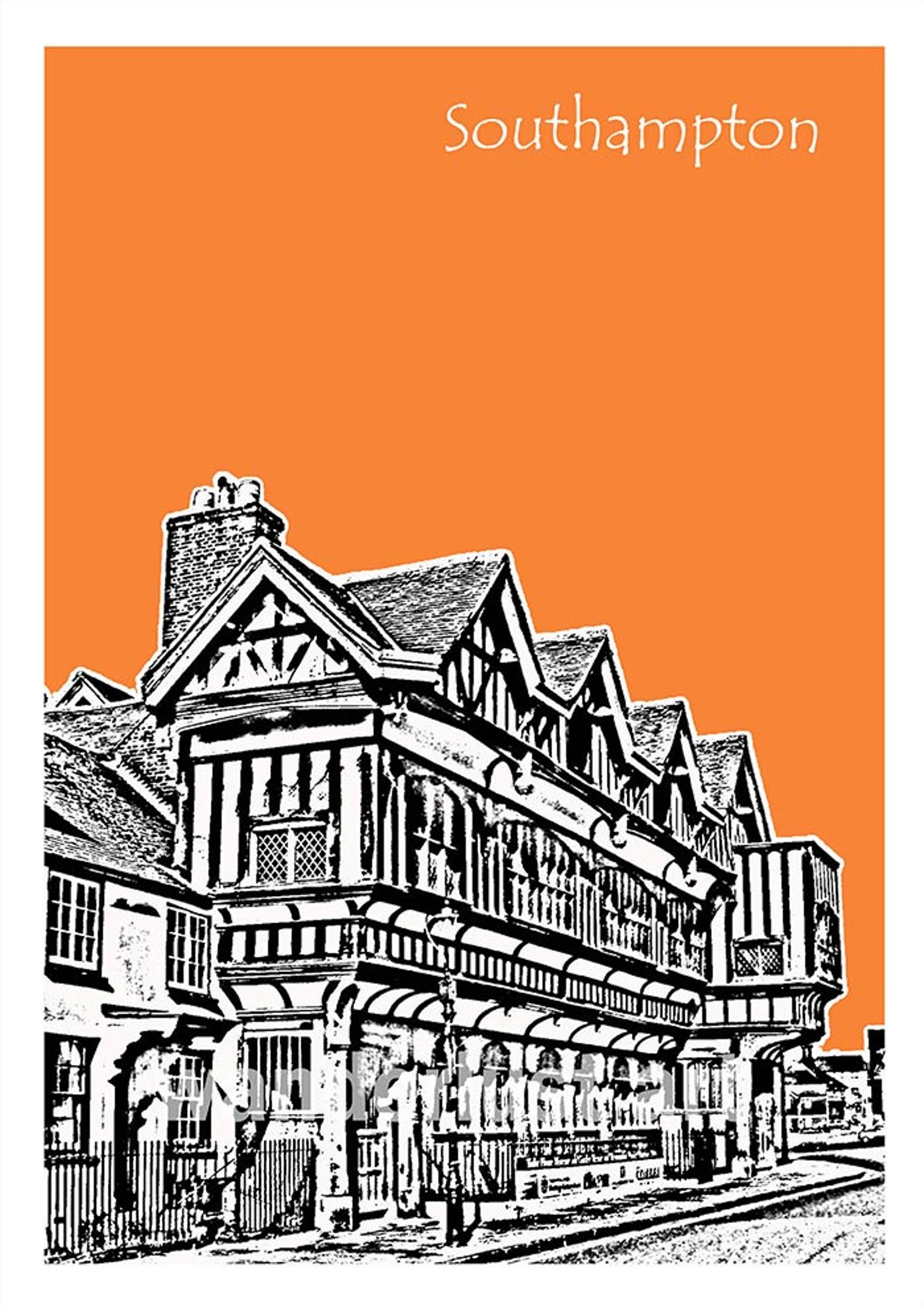 Southampton Art Print Poster A4 Size City Centre Tudor House UK England ...