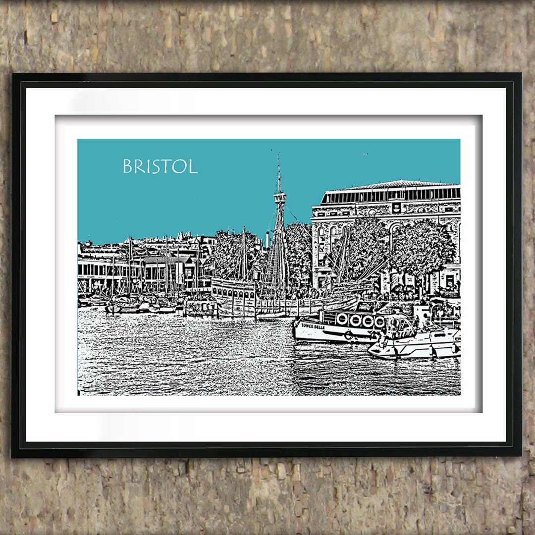 Bristol Docks Art Print Poster Landscape A4 Size Showing the Mathew ...