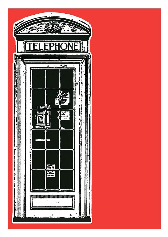 British Phone Box Art Print Poster A4 Size Old Style Phone Box England ...
