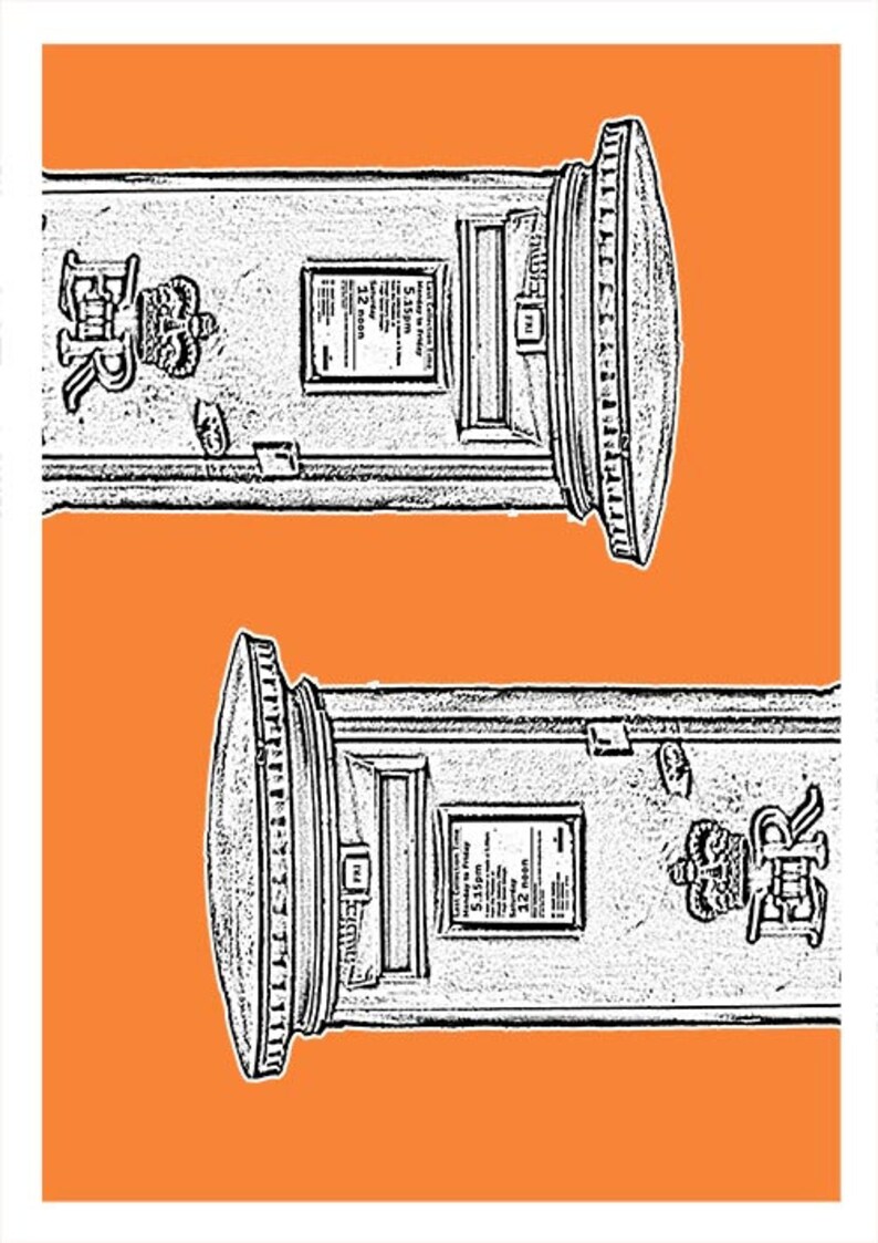 British Post Box Art Print Poster A4 Size Old Style Post Box England ...