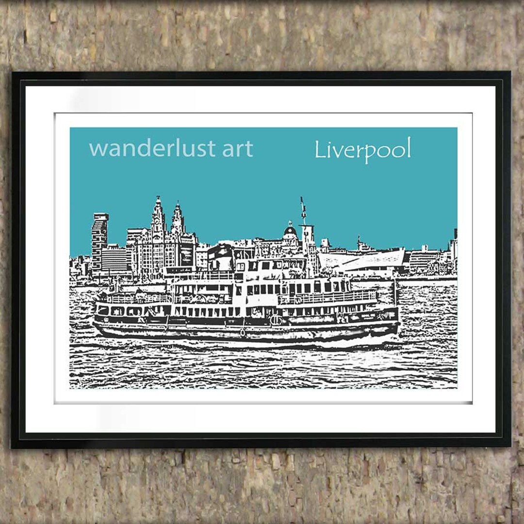 Liverpool Art Print Poster A4 Size Ferry on the Mersey England - Etsy