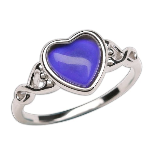 Sterling Silver Heart Mood Ring Changes Colors Showing Your - Etsy