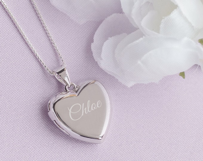 Silver Heart Locket Necklace - Etsy