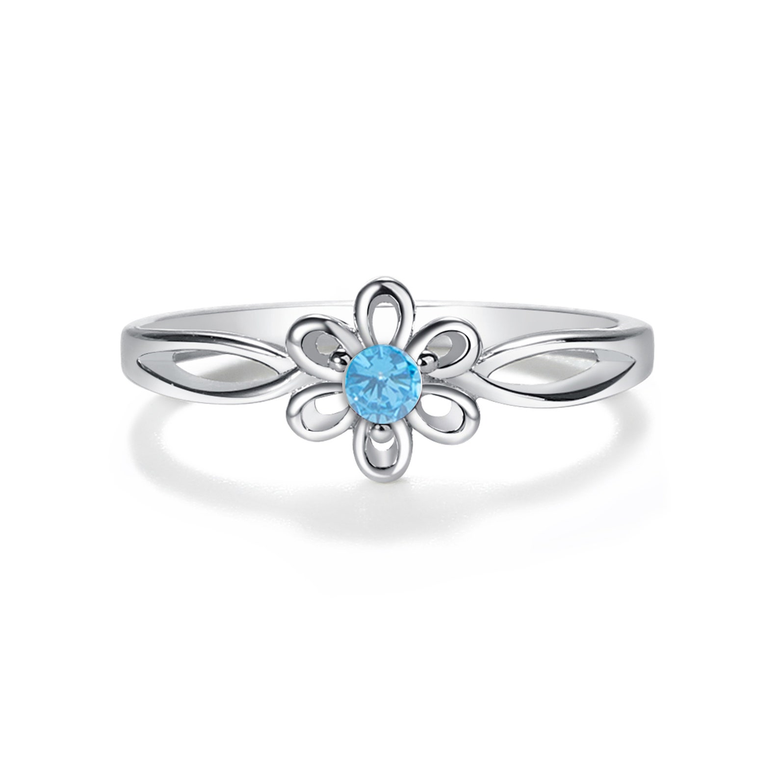 Girls Birthstone Ring Kids Sterling Silver Baby Rings Flower - Etsy