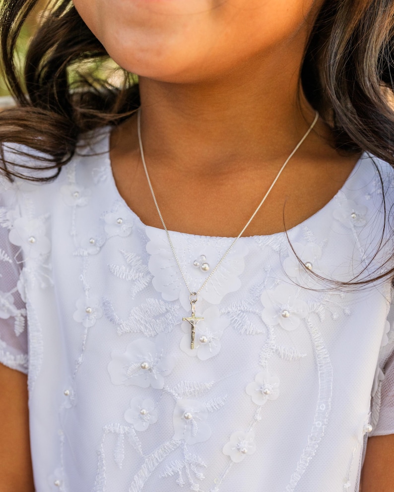 Girls Sterling Silver Crucifix Cross Necklace With Birthstone - Kids ...