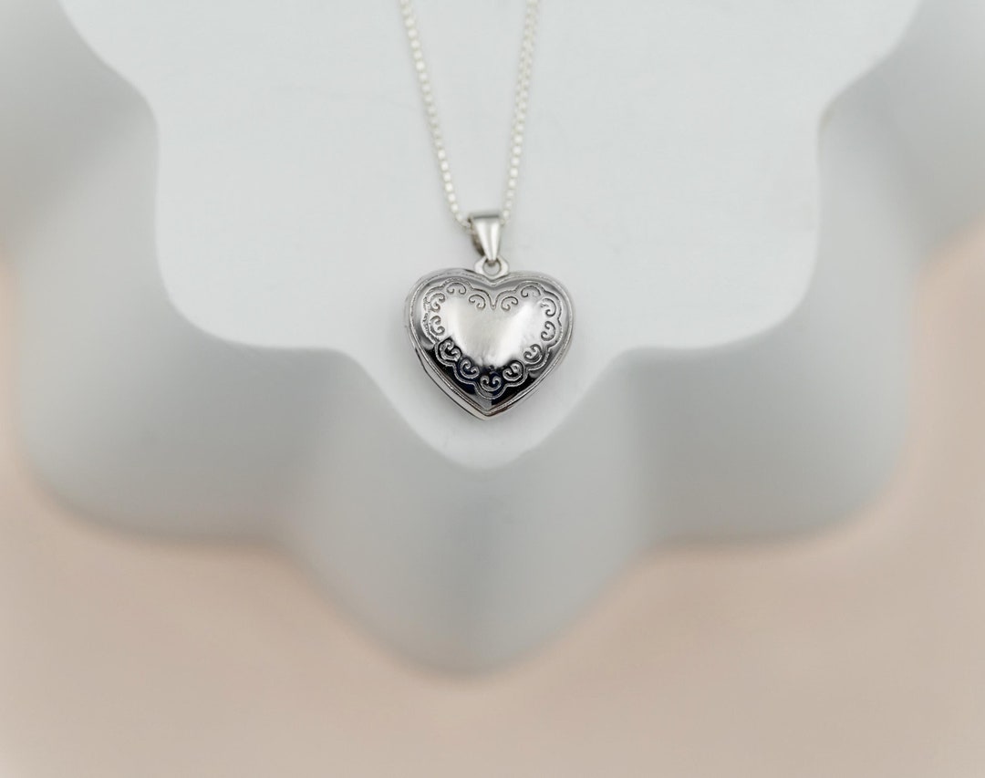 Sterling Silver Embellished Locket Charm Necklace, Kids Silver Heart ...