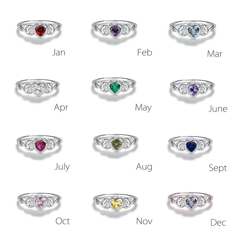 Silver Baby Rings, Little Girls Birthstone Ring, CZ Toddlers Rings ...