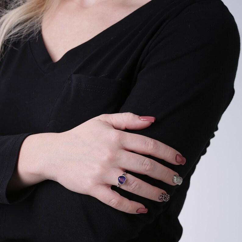 Sterling Silver Heart Mood Ring Changes Colors Showing Your - Etsy