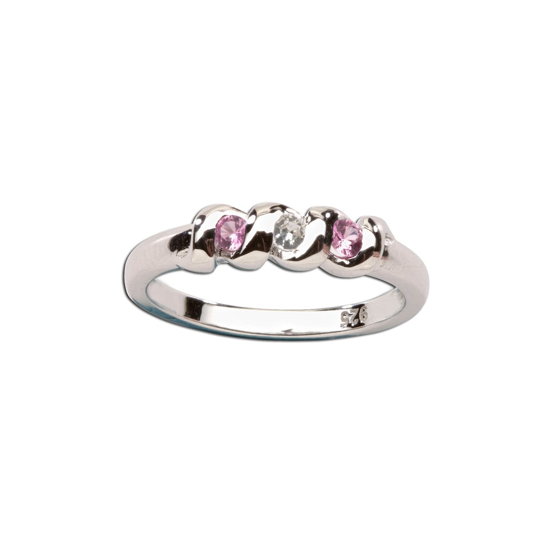 Sterling Silver Baby Ring With Genuine Pink and White Sapphires, Kids ...