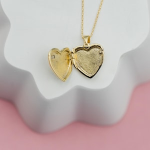 Personalized 14K Gold-plated Heart Locket Charm Necklace for Little ...