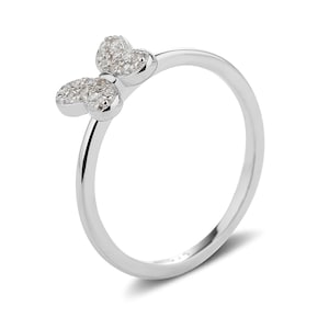 Little Girls Sterling Silver Clear Crystal Butterfly Ring With ...