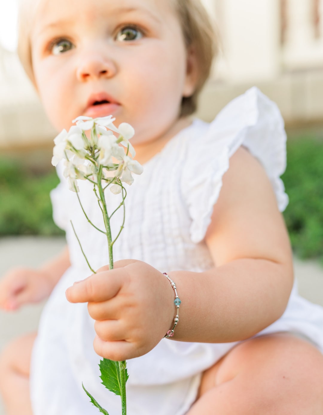 Children's Sterling Silver Baby Bracelet With Pastel Crystal, Babies ...