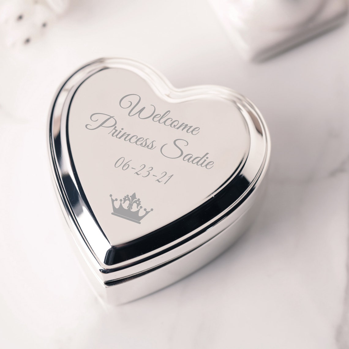 Personalized Silver Heart Jewelry Box, FREE Engraving Custom Gift for ...