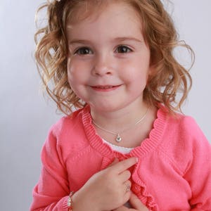 Sterling Silver Puff Heart Charm Necklace, Little Girls Heart, Kids ...