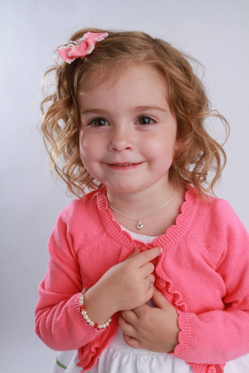 Sterling Silver Puff Heart Charm Necklace, Little Girls Heart, Kids ...