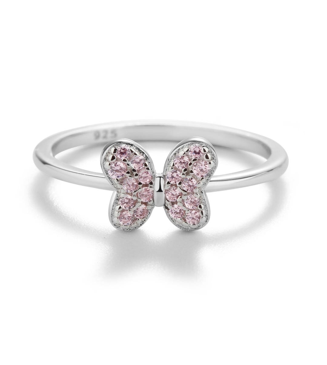 Sterling Silver Butterfly Birthstone Ring, Little Girls Kids Toddlers ...