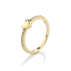 Little Girls 14K Gold Plated Puff Heart Ring With Cz's, Gift for ...