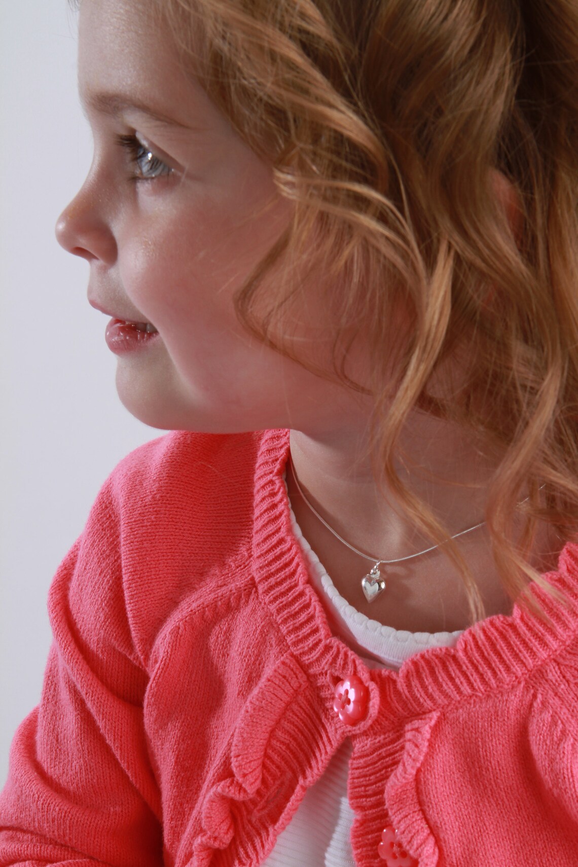 Sterling Silver Puff Heart Charm Necklace, Little Girls Heart, Kids ...