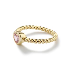 Little Girls 14k Gold-plated Pink CZ Heart Baby Ring, Kids Rope Band ...