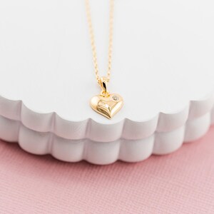 Girls 14K Gold-plated Puff Heart Charm Necklace, Teens Gold Jewelry ...