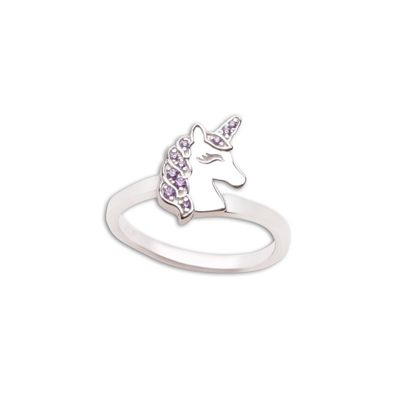 Little Girls Sterling Silver Baby Ring Purple Unicorn Kids - Etsy