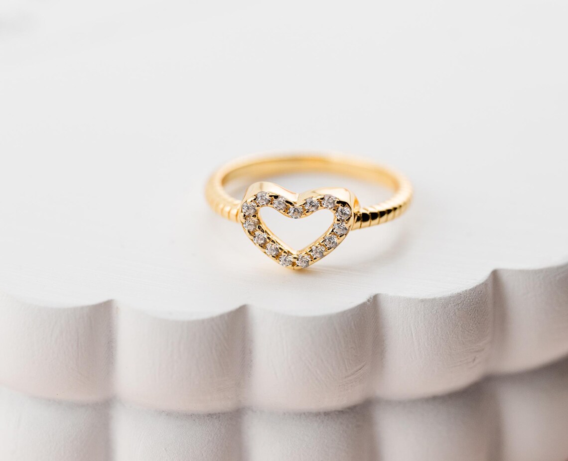 Little Girls 14k Gold-plated Baby Ring, Granddaughter Gift, Kids Heart ...